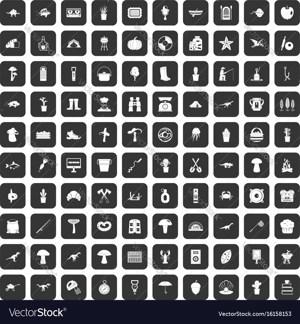 100 hobby icons set black Royalty Free Vector Image 100 hobby icons set black Royalty Free Vector Image