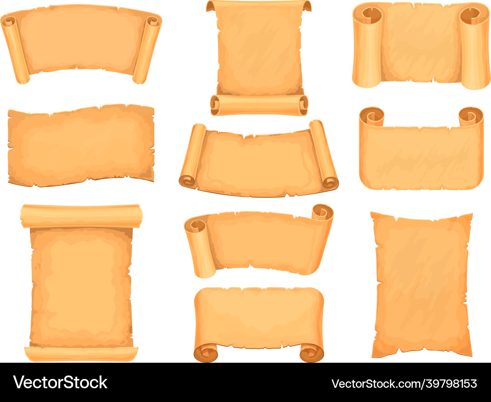Cartoon ancient parchment scroll and old paper Vector Image