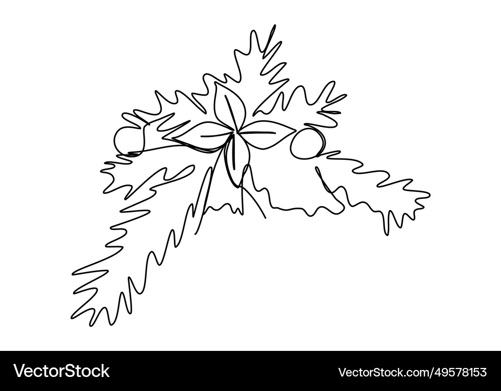 Christmas decoration one line drawing Royalty Free Vector