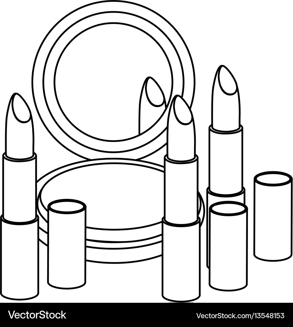 Figure face powder with lipsticks icon Royalty Free Vector