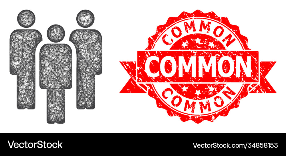 Grunge common stamp and net people icon Royalty Free Vector