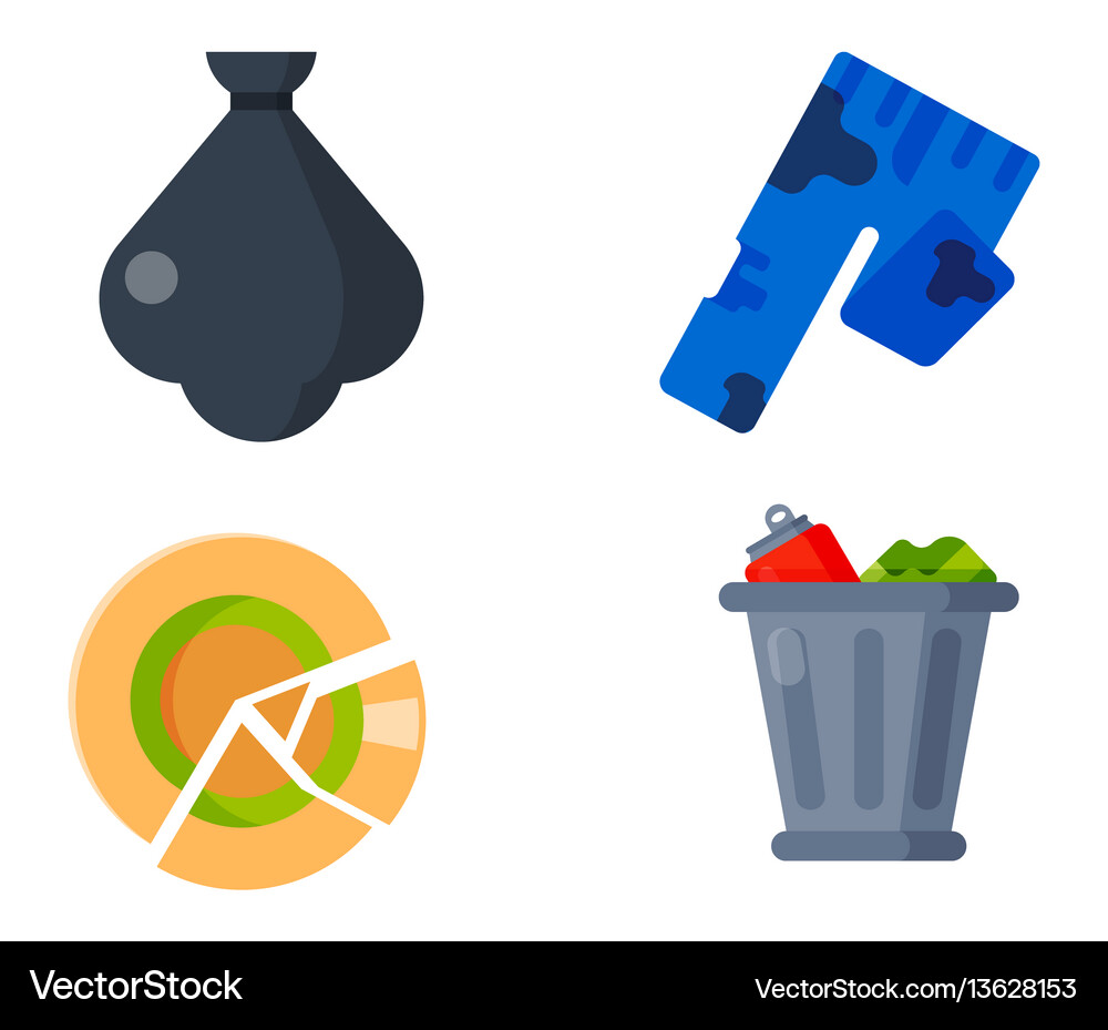 Household waste garbage icons Royalty Free Vector Image