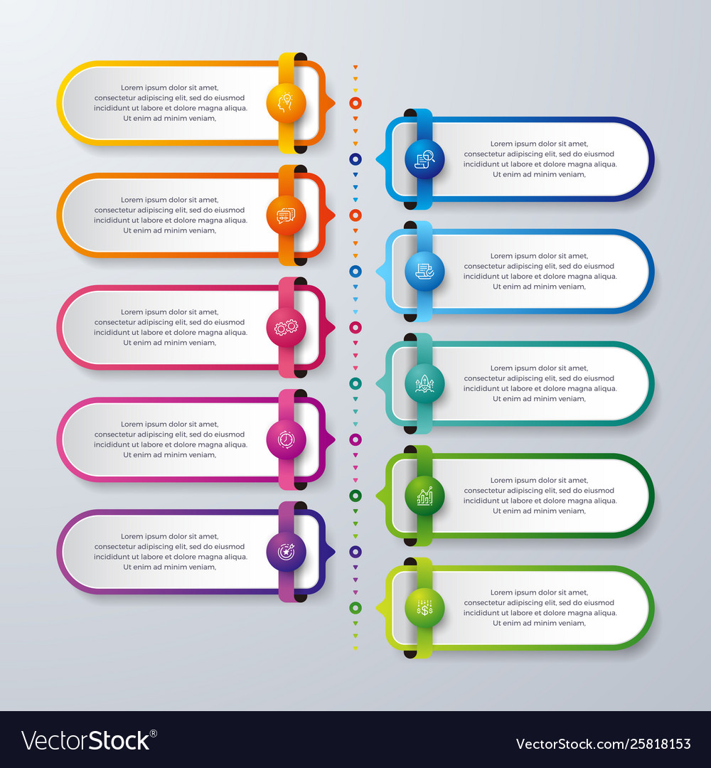 Infographic design with 10 process or steps Vector Image