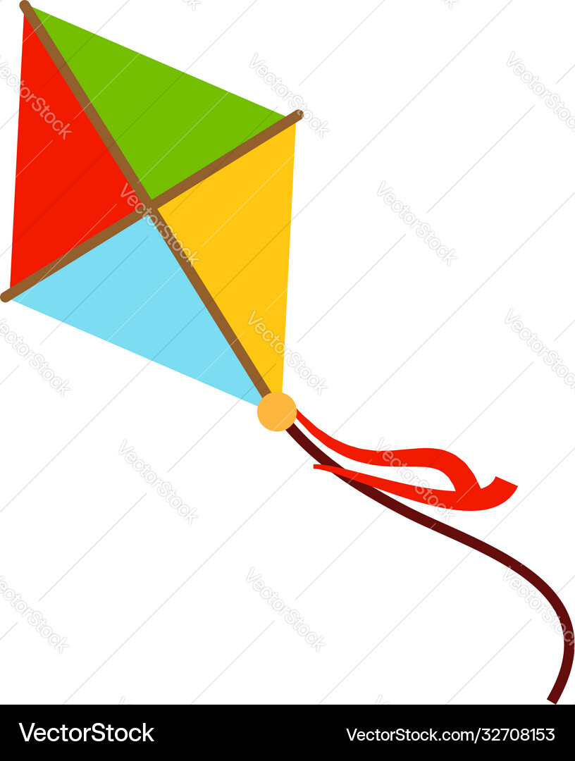 Kite decorated with ribbons flying isolated Vector Image
