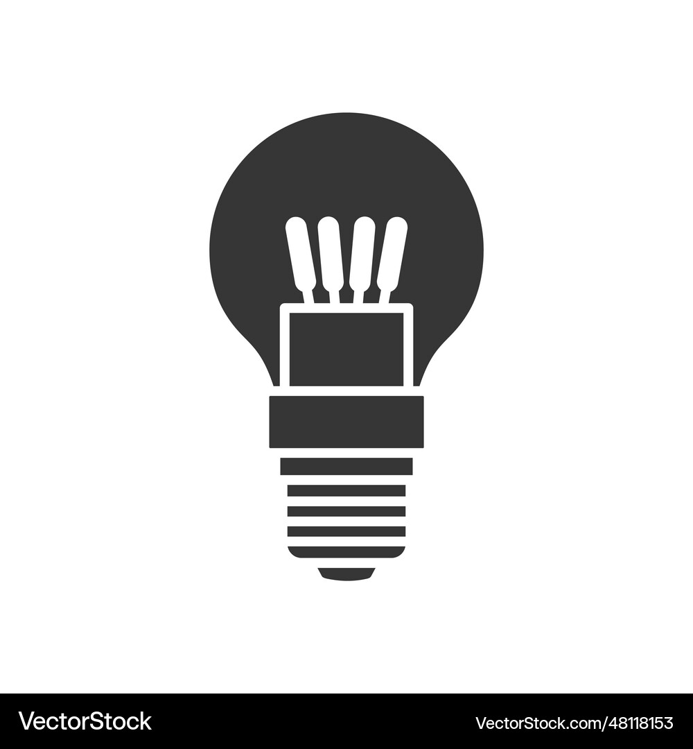 Led light lamp bulb filled silhouette icon Vector Image