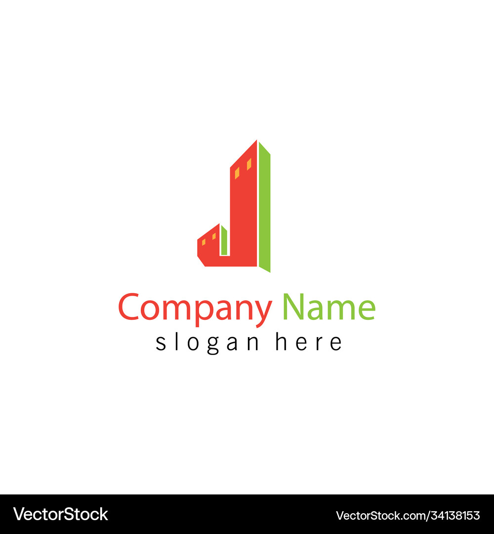 Letter j creative logo building color design Vector Image