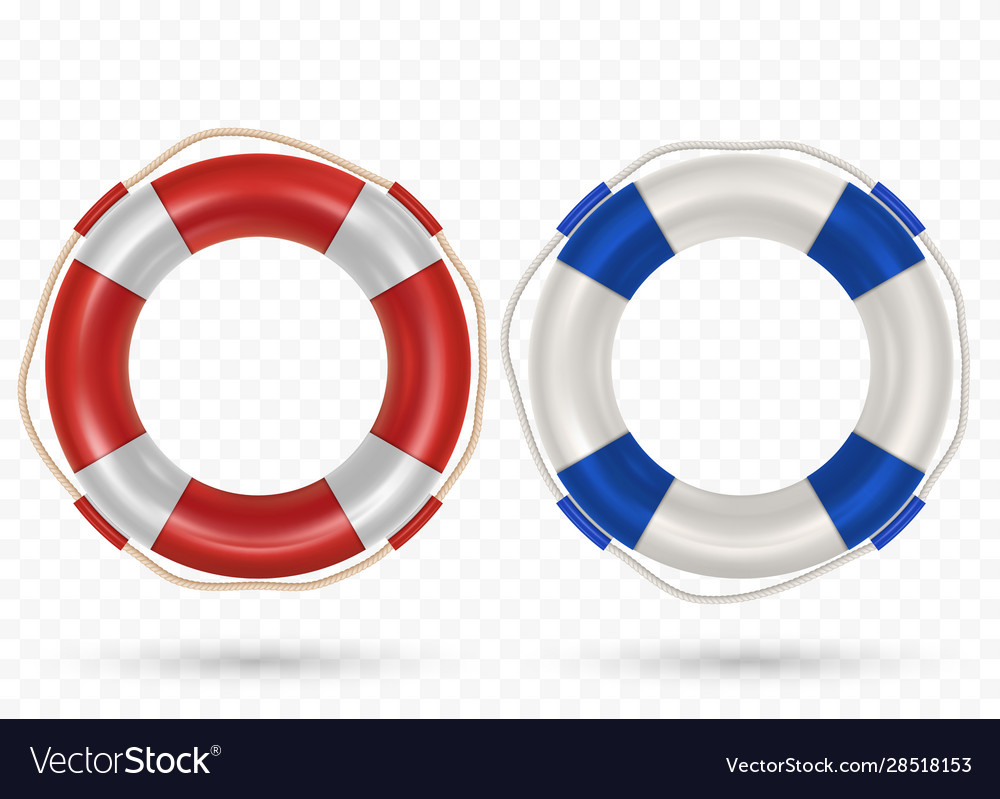 Lifebuoy ring with rope isolated on transparent Vector Image
