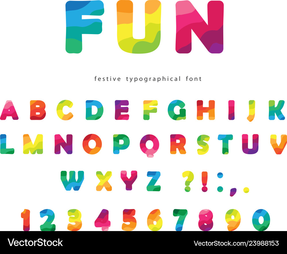 Modern colorful font bright abc letters Royalty Free Vector