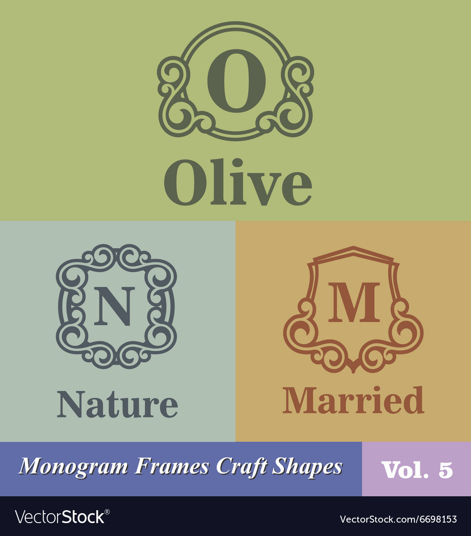 Monogram frames craft shapes set Royalty Free Vector Image