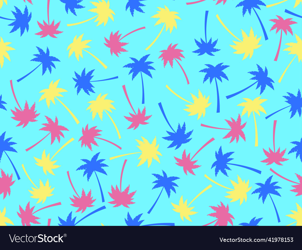 Palm trees seamless pattern summer time tropical Vector Image