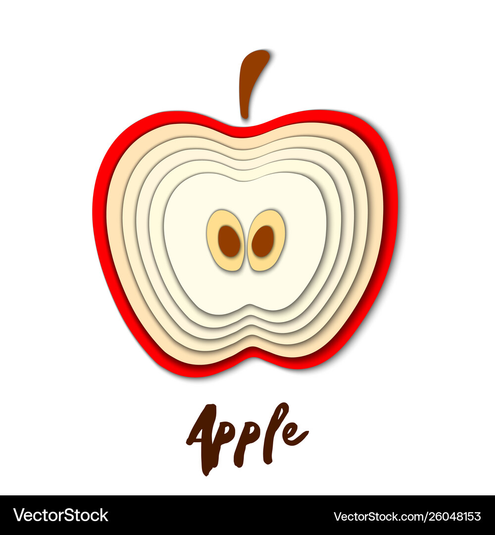 Paper cut red apple shapes 3d abstract Royalty Free Vector