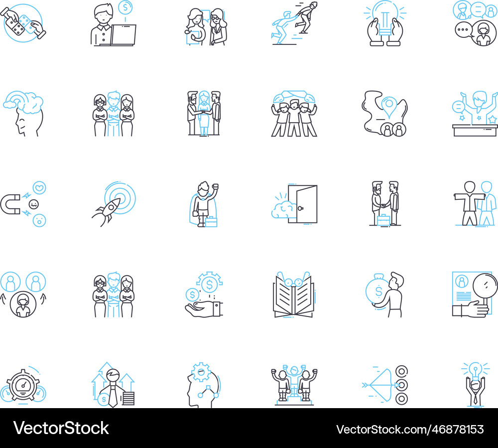 Public engagement linear icons set dialogue Vector Image