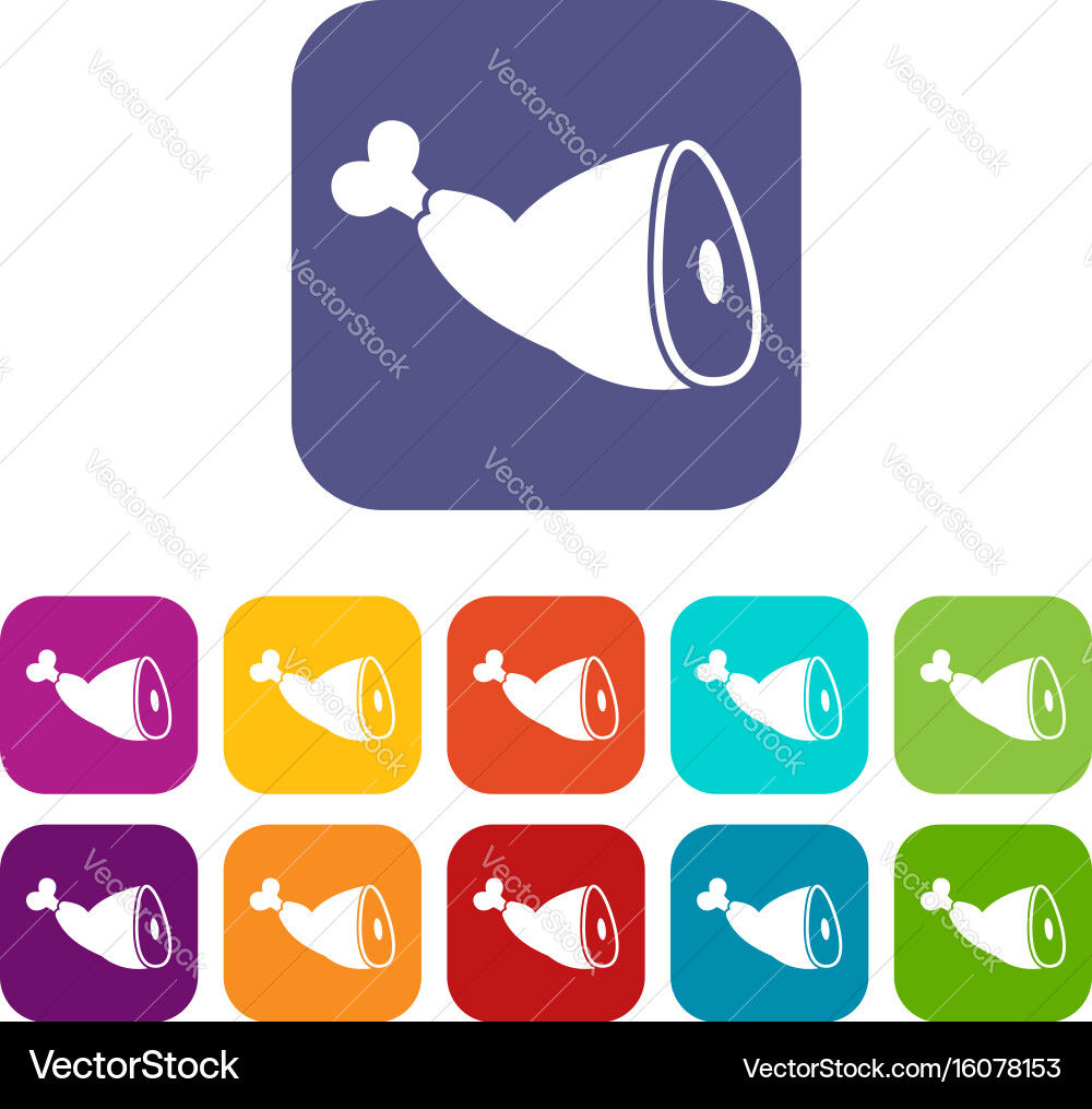 Roast pork knuckle icons set Royalty Free Vector Image