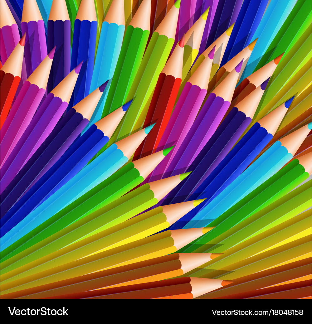 Background design with lots color pencils Vector Image