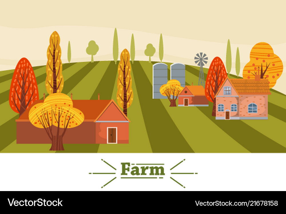 Farm modern flat cartoon design style Royalty Free Vector