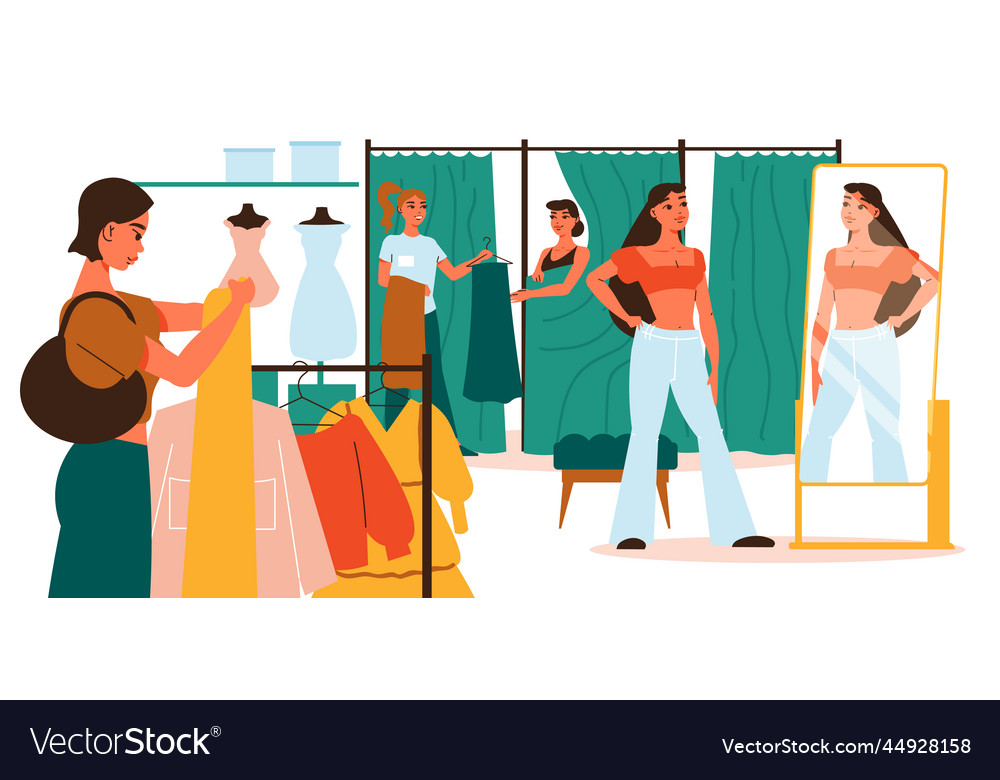 Fitting room flat Royalty Free Vector Image - VectorStock