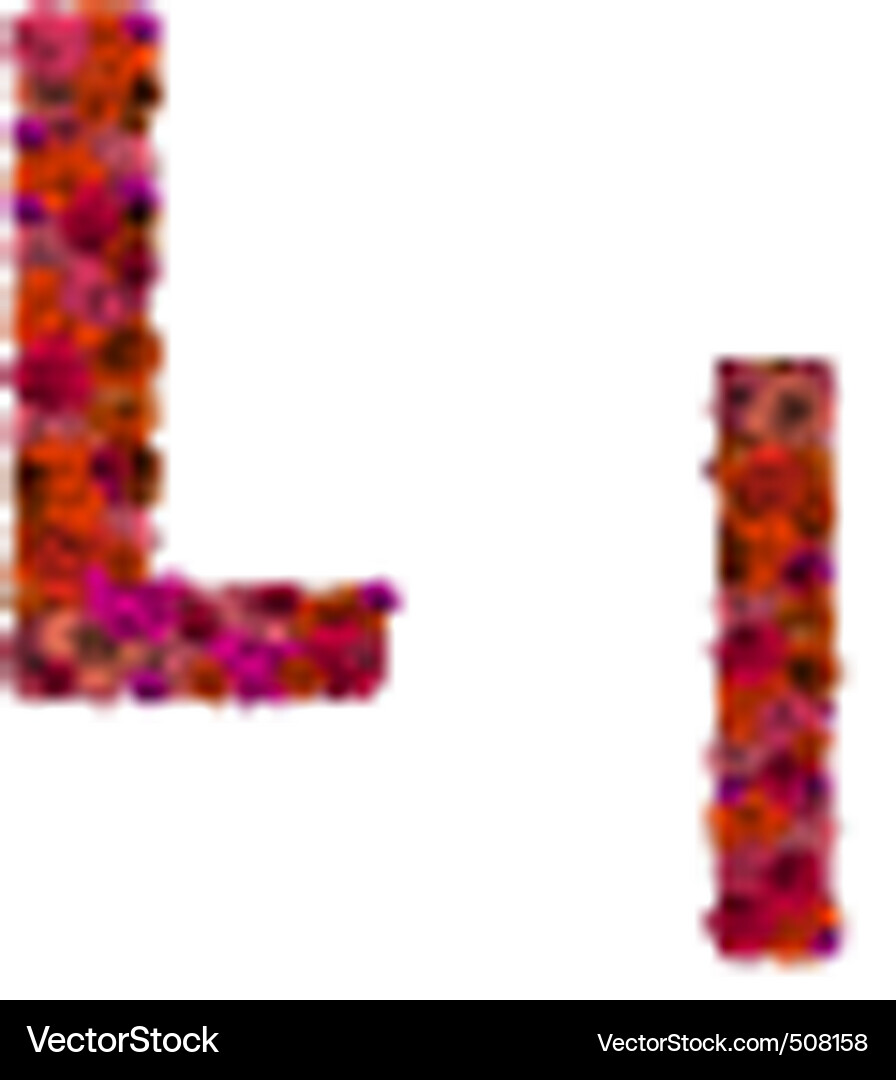 Flower alphabet red roses characters ll Royalty Free Vector