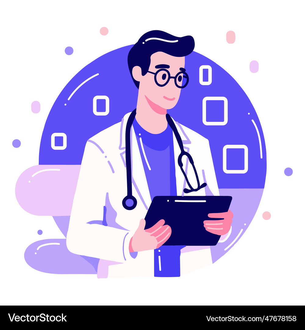Hand drawn doctor character in flat style Vector Image