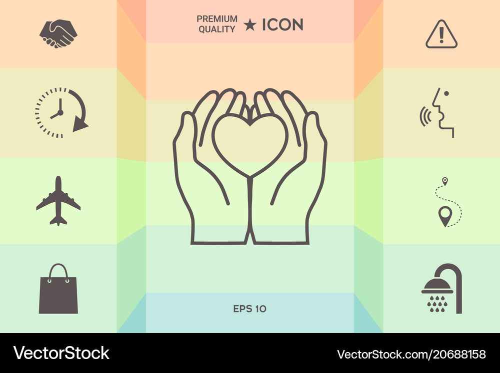 Hands holding heart - protection icon Royalty Free Vector