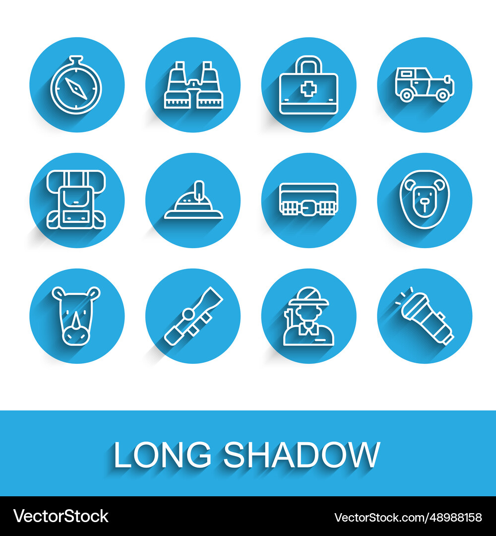 Set line rhinoceros sniper optical sight compass Vector Image