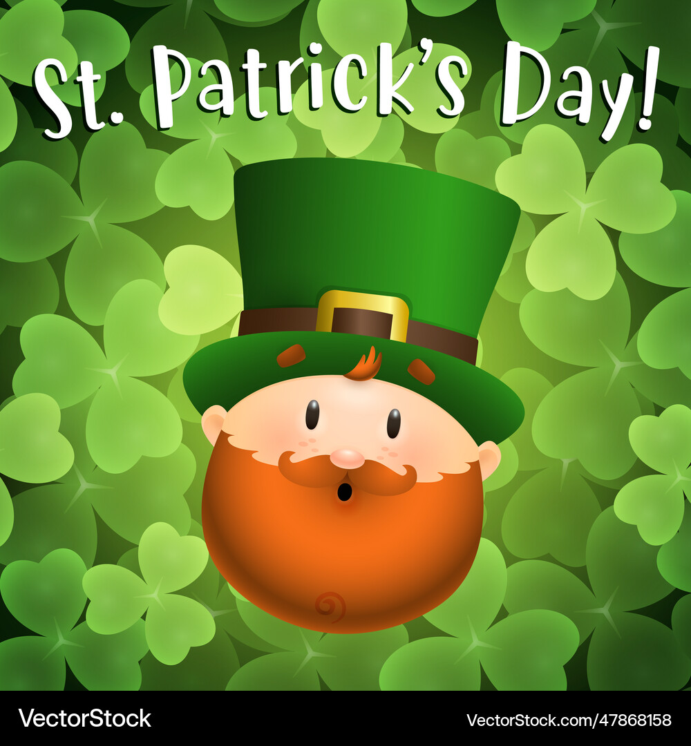 St patricks day lettering with leprechaun head Vector Image
