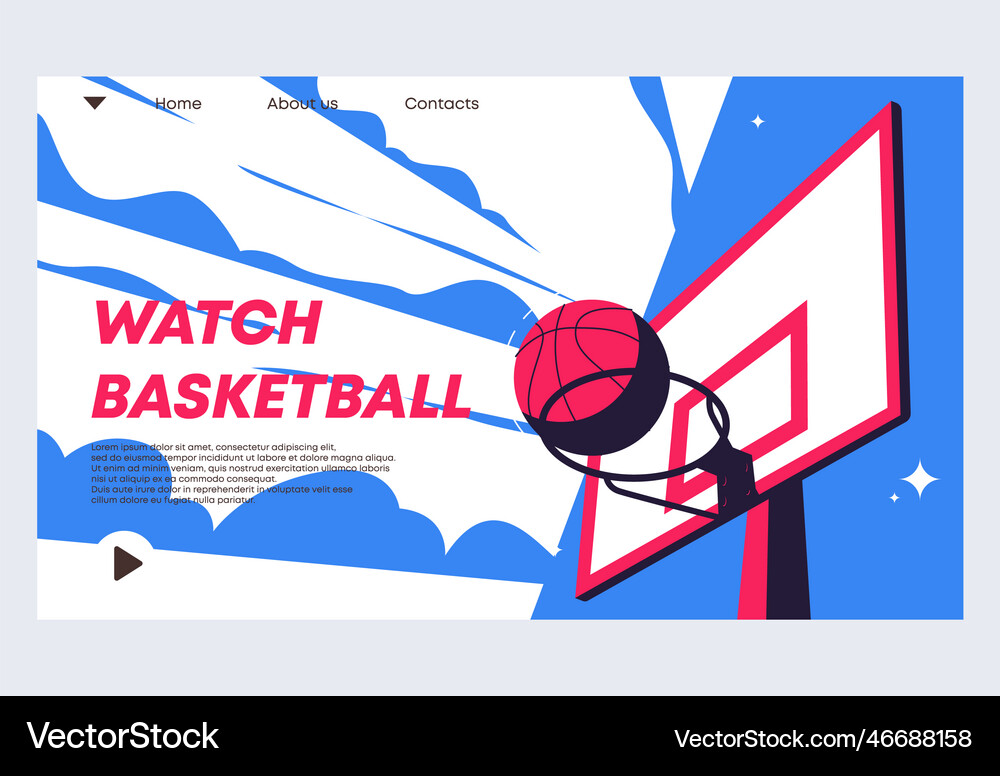 Web banner template for for watching basketball Vector Image