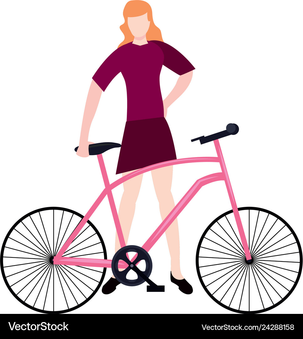 Woman with bicycle Royalty Free Vector Image - VectorStock
