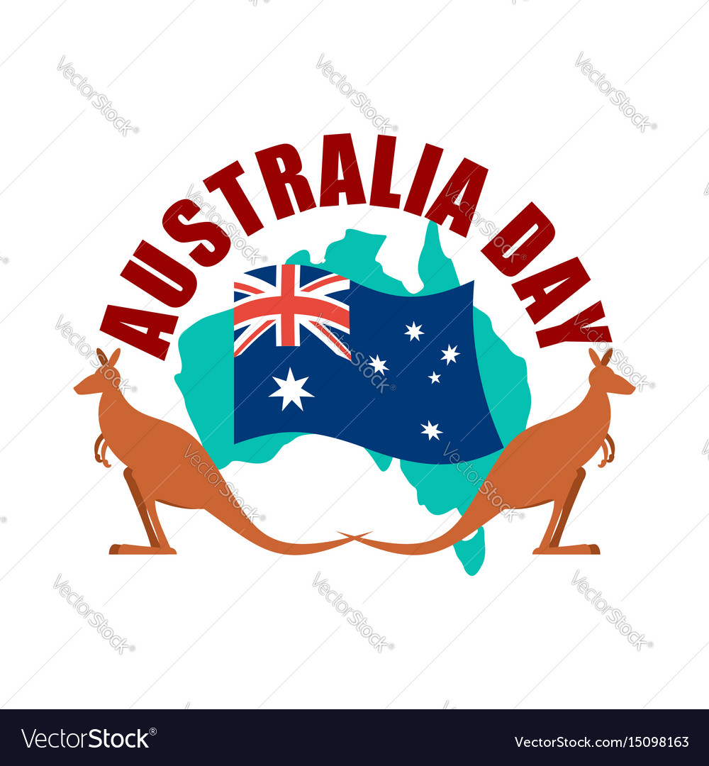 Australia day emblem kangaroo australian flag Vector Image