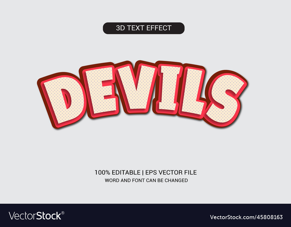 Devils 3d text effect design Royalty Free Vector Image