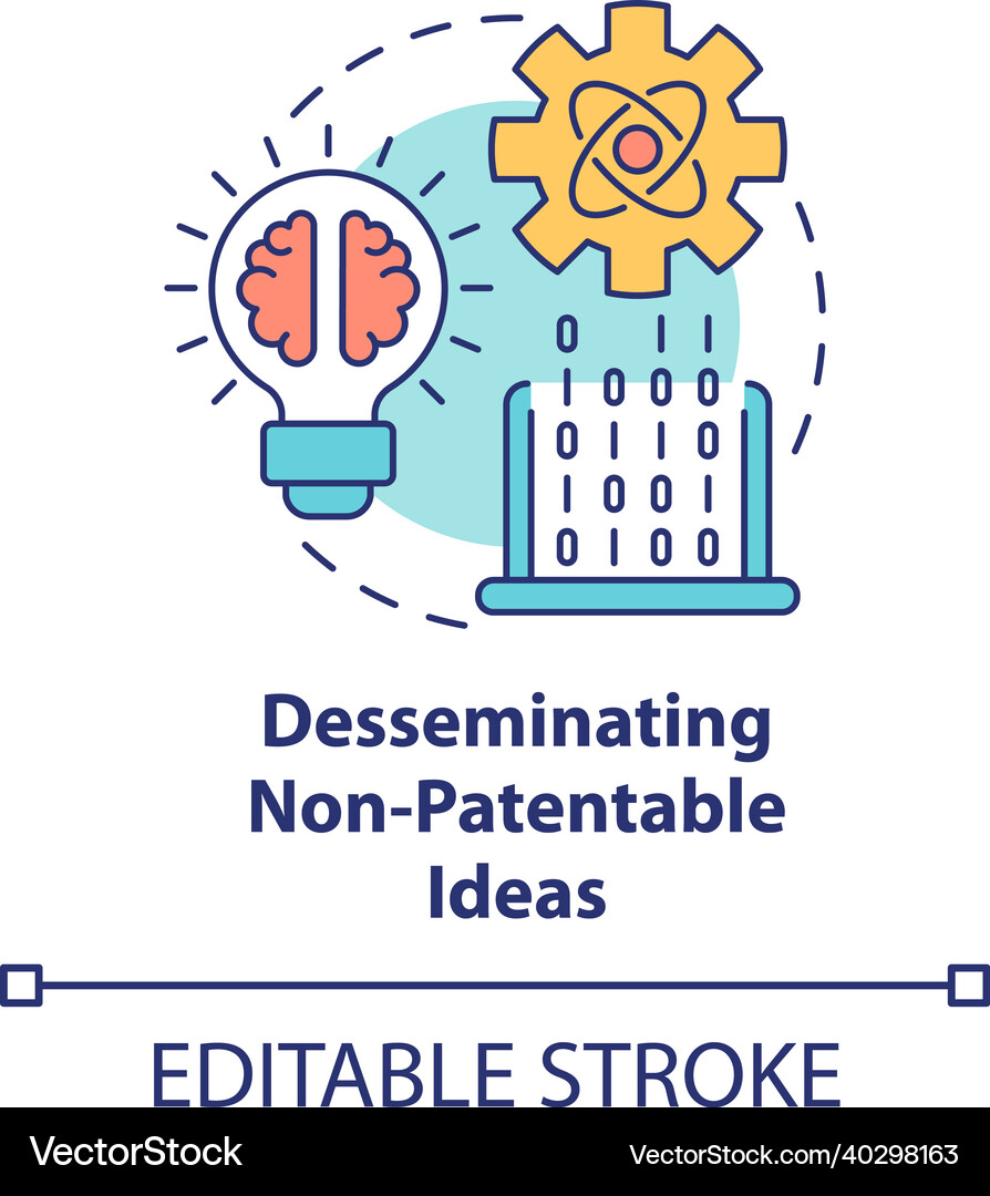 Disseminating non-patentable ideas concept icon Vector Image