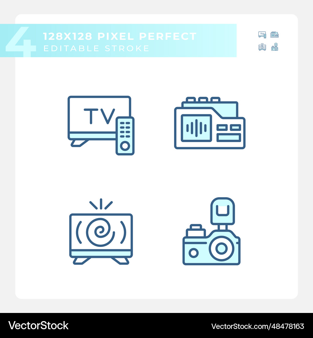 Editable pixel perfect pack of blue journalism Vector Image