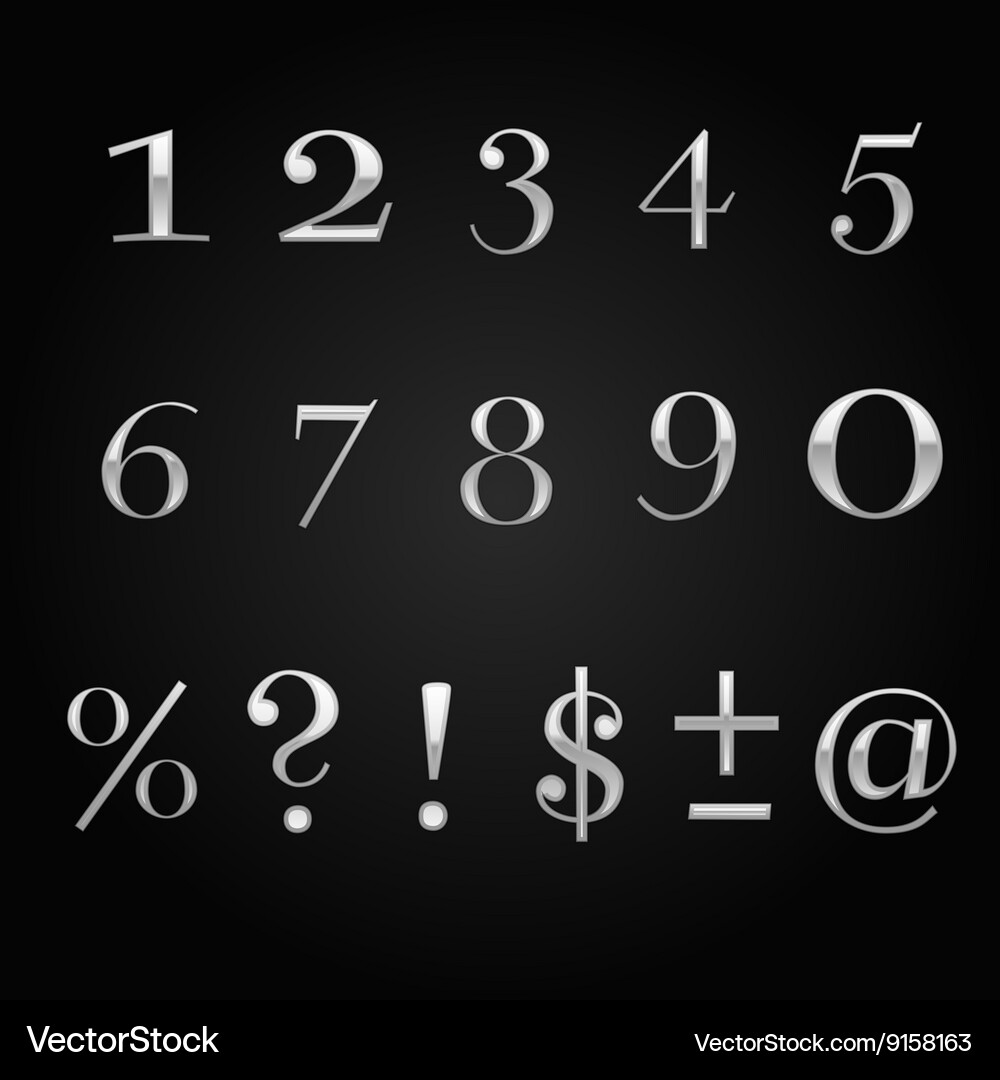 Glossy silver font design set over black Vector Image