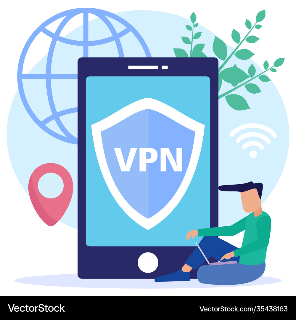 Graphic cartoon character vpn Royalty Free Vector Image
