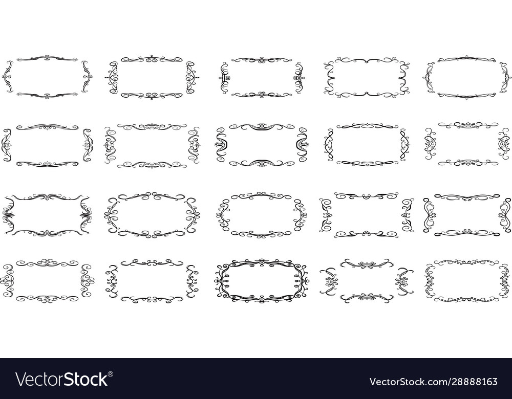 Horizontal rectangular antique pattern frame set Vector Image