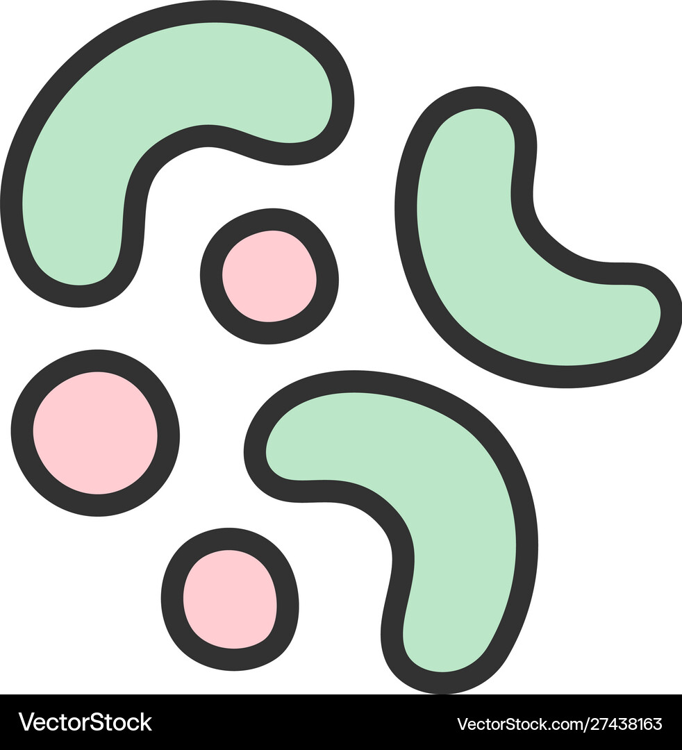 Probiotics bacteria flat color line icon Vector Image