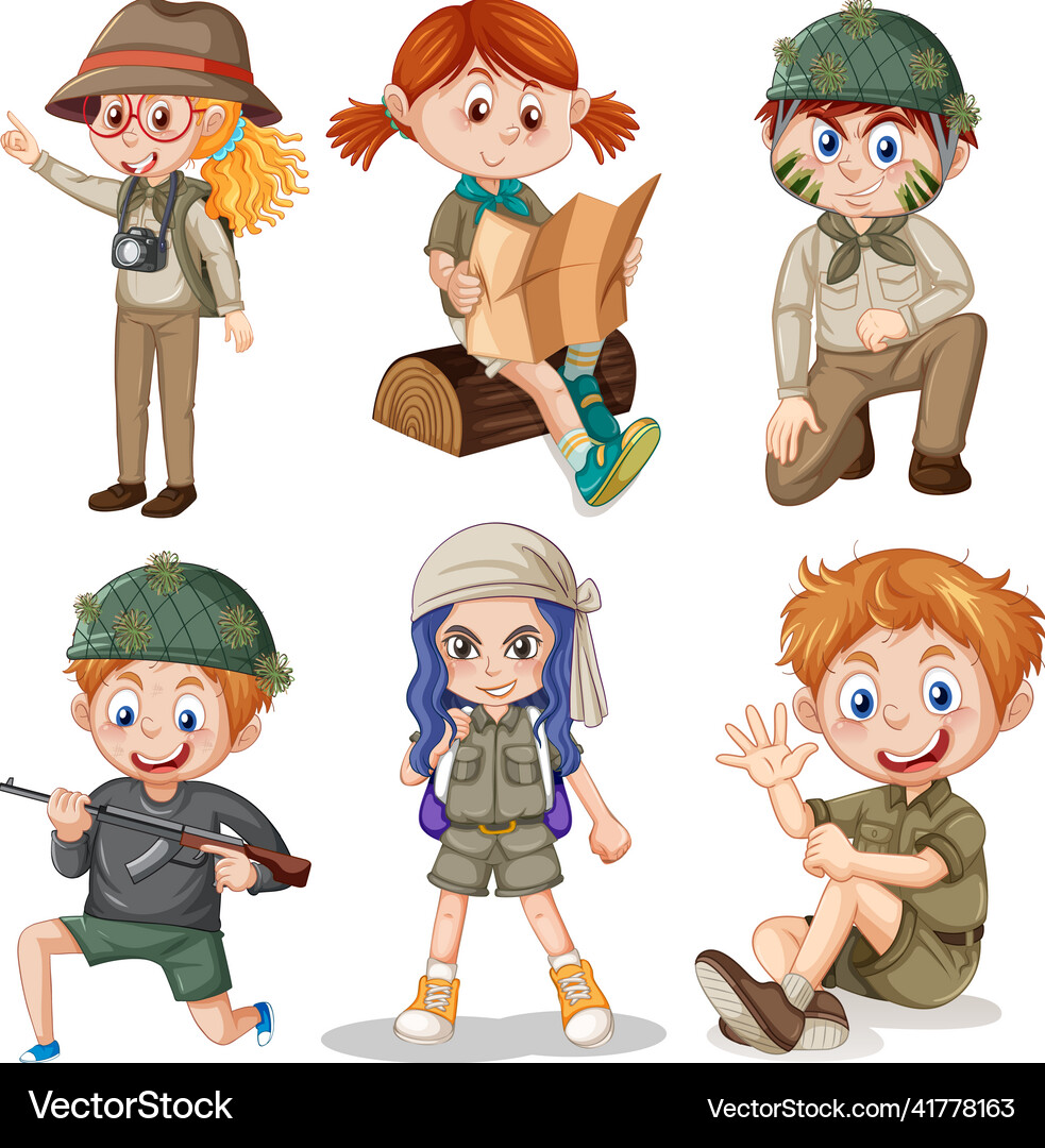Set of young people doing different actions Vector Image
