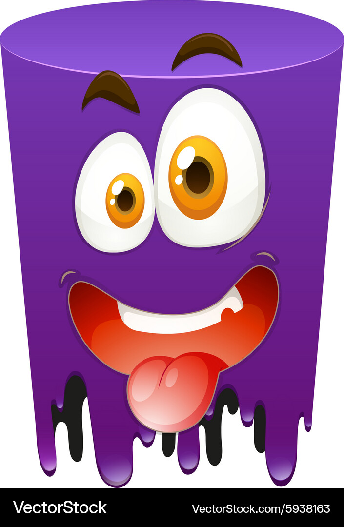 Silly face on purple tube Royalty Free Vector Image