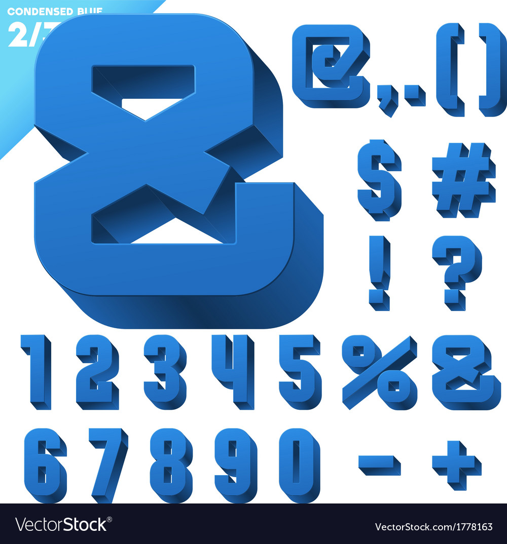 Three-dimensional condensed alphabet Royalty Free Vector