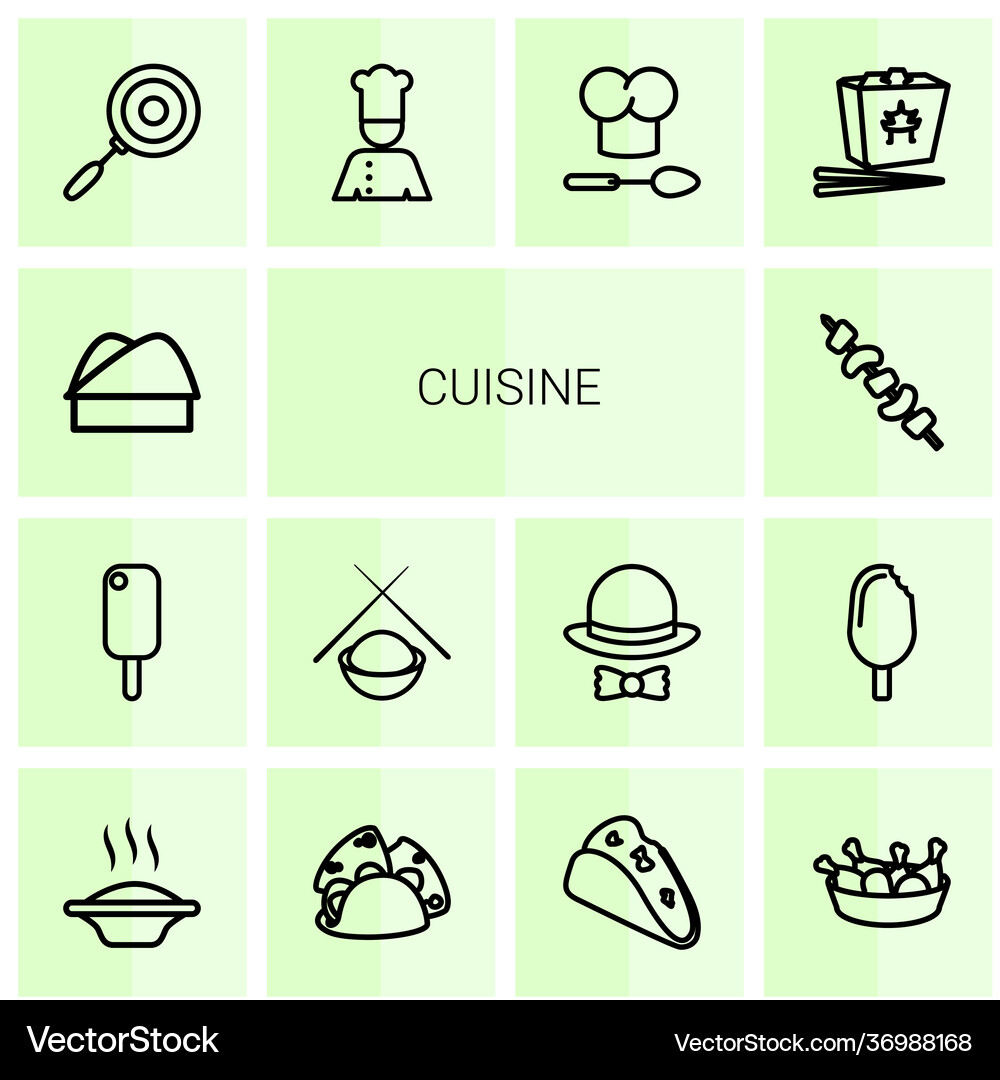 14 cuisine icons Royalty Free Vector Image - VectorStock