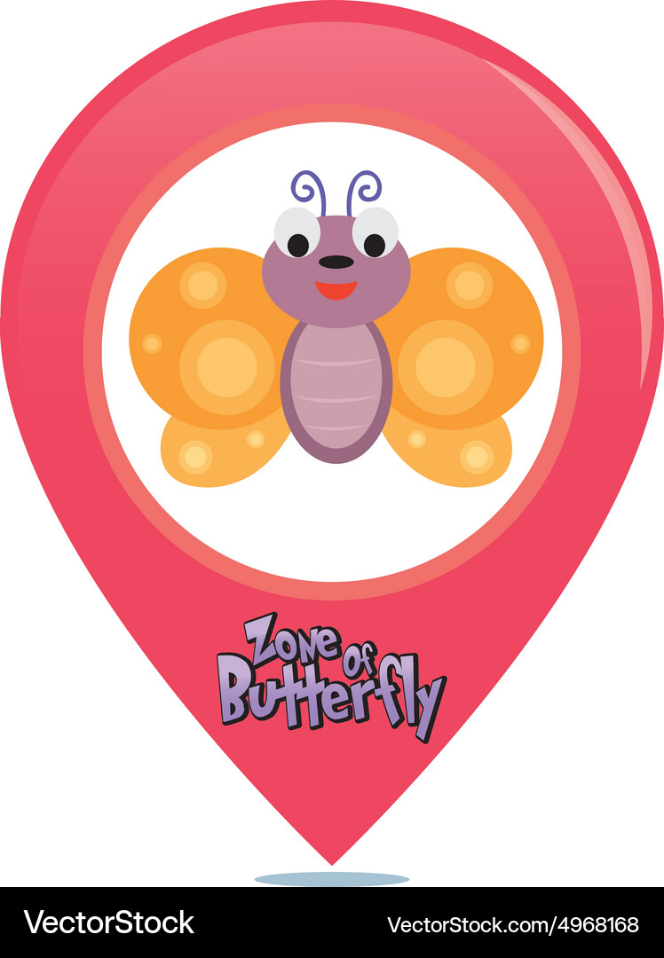 An isolated colored pin with text and animal Vector Image