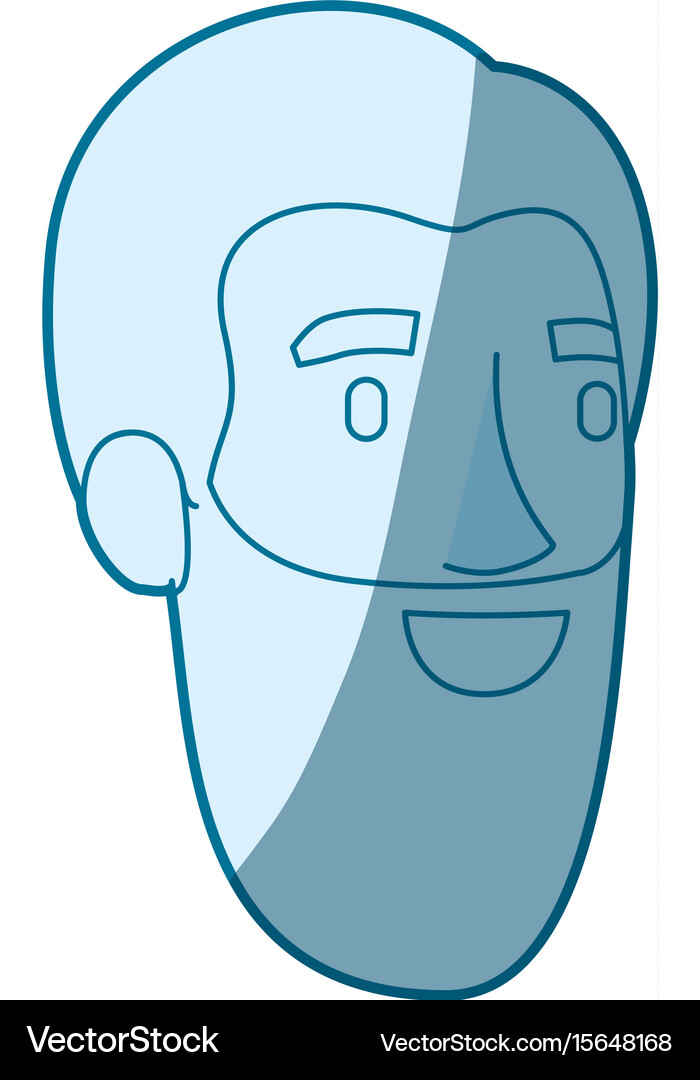 Blue color silhouette shading man face Royalty Free Vector