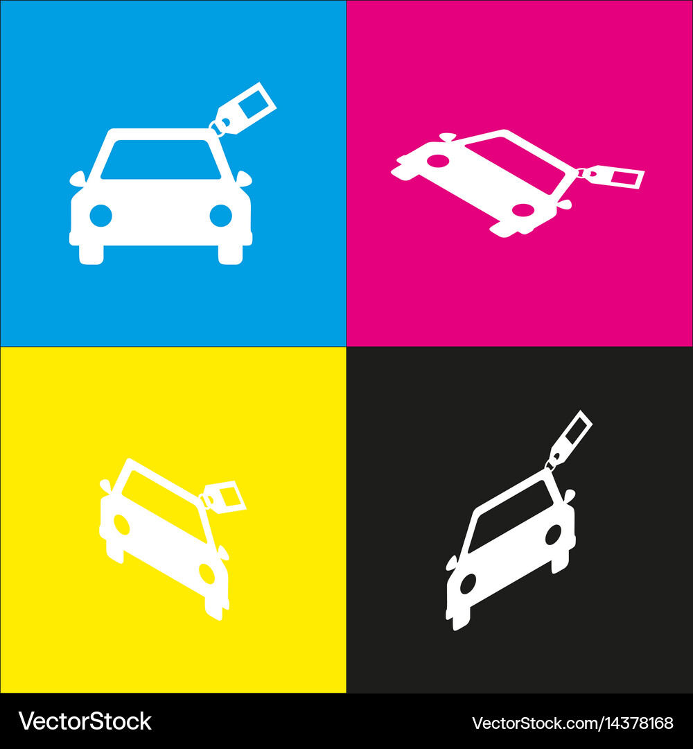 Car sign with tag white icon Royalty Free Vector Image