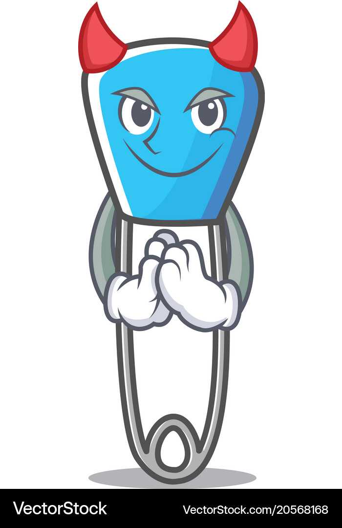 Devil safety pin mascot cartoon Royalty Free Vector Image