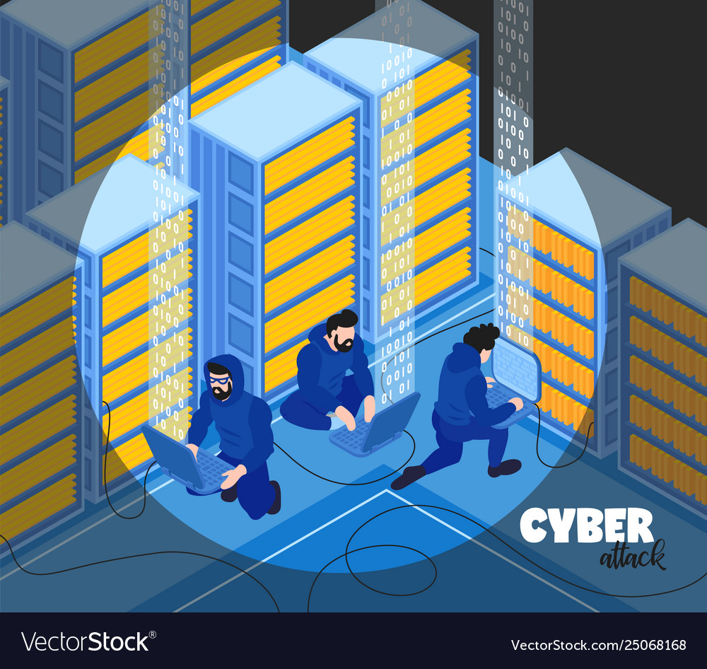Hackers isometric background composition Vector Image