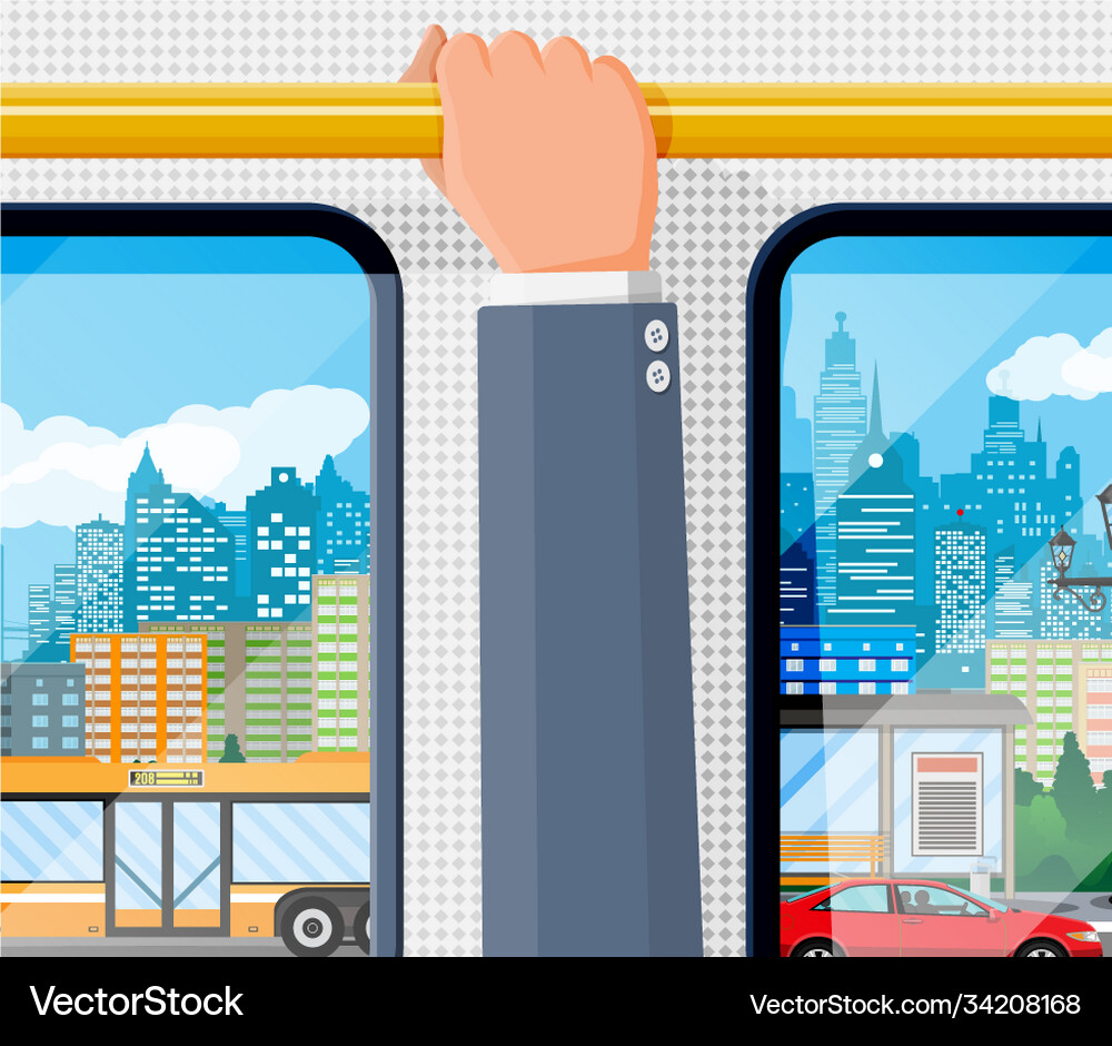 Hand holding handrail in transport Royalty Free Vector Image