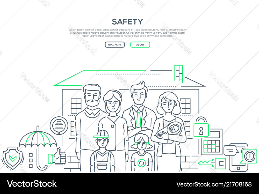Safety - line design style banner Royalty Free Vector Image