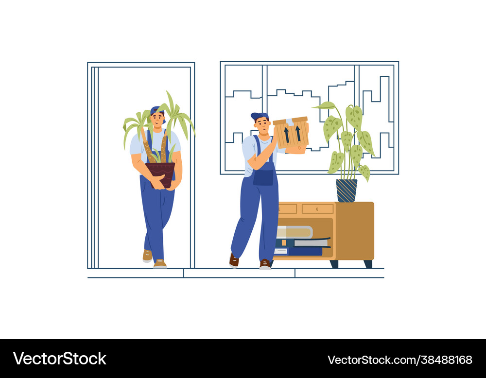 Workers delivery company service carry things Vector Image