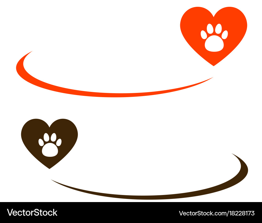 Background with heart and paw Royalty Free Vector Image