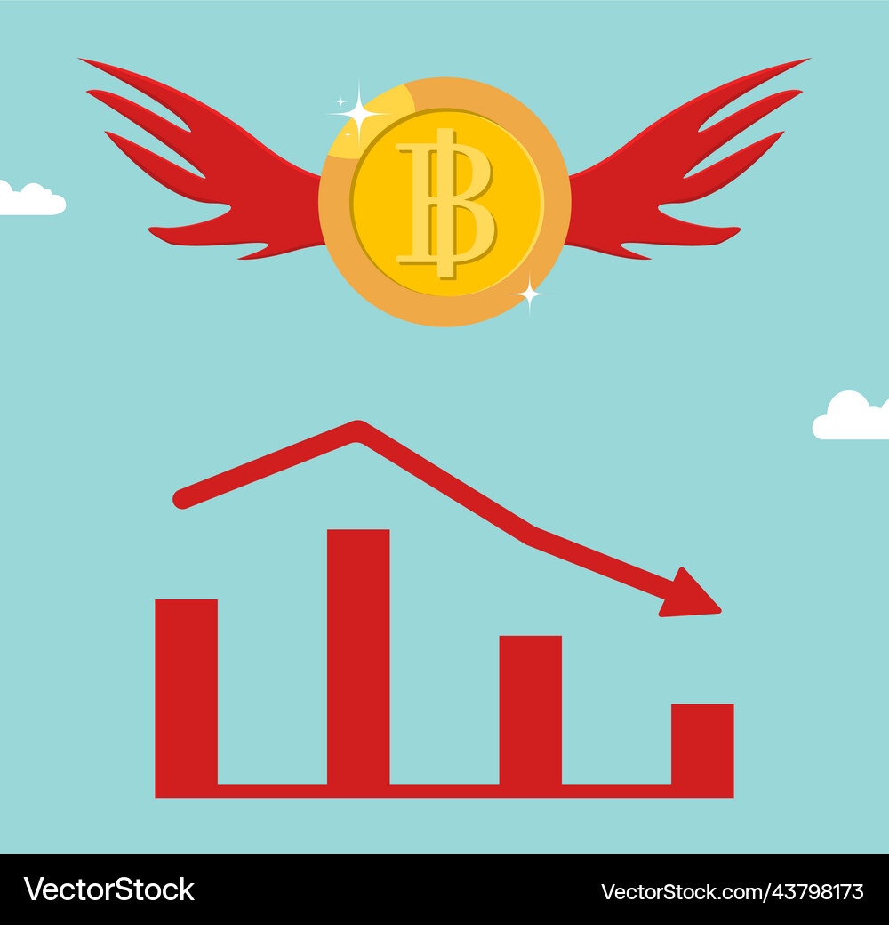 Bitcoin btc price falls down crash design Vector Image