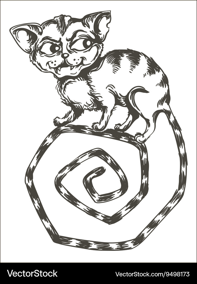 Black and white of cat Royalty Free Vector Image